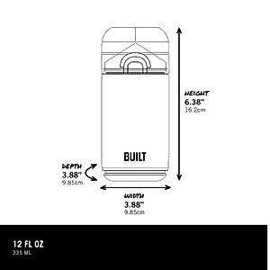 BUILT 12 Ounces Tidbit On The Go Snack Container with Lid and Pourer, Food and Snack Storage with Measure Marks, Concrete Grey