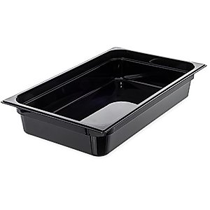 Carlisle FoodService Products 10201B03 Polycarbonate Full-Size Food Pan, 4", Black (Case of 6)