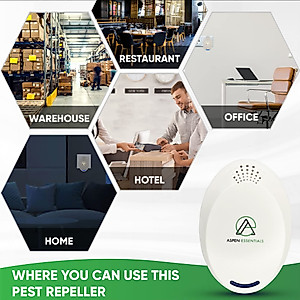 Aspen Essentials Ultrasonic Pest Repeller Indoor Pack of 4 Pest Repeller Plug in Mice Repellent for House | Bug Repellent for Indoor Pest Control for Office, Warehouse and Hotel