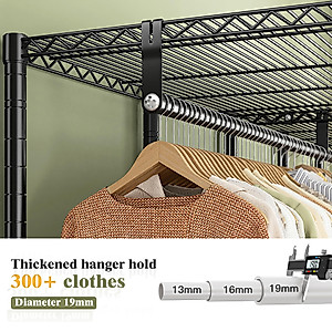 Raybee Clothes Rack, Clothing Rack Heavy Duty Clothing Racks for Hanging Clothes 910LBS, Metal Garment Rack Heavy Duty Clothes Rack Freestanding Wardrobe Closet Rack, 75" H x 75" W x 15.7" D, Black