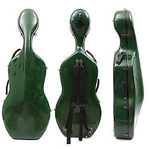 yinfente 4/4 Cello case Carbon Fiber Cello Box Full size Hard case Hard Shell Strong Light 4kg weight Pink color Support 300kg pressure (Green)
