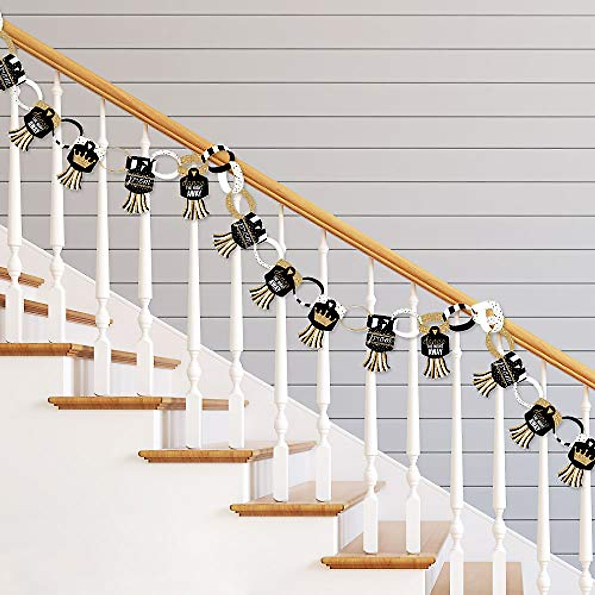 Big Dot of Happiness Prom - 90 Chain Links and 30 Paper Tassels Decoration Kit - Prom Night Party Paper Chains Garland - 21 feet