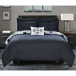 Chic Home Millennia 8 Piece Reversible Comforter Patchwork Bohemian Paisley Print Design Bed in a Bag-Sheet Set Pillowcases Decorative Pillow Shams Included, King, Black