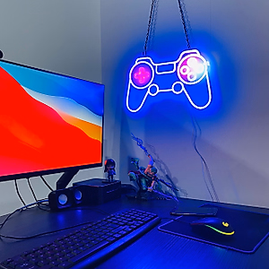 GGK Game Controller Neon Sign for Gamer Room Decor Gamer Gifts for Teen Boys Room Decor Upgraded Gaming Lights Game Console Neon Light Game Room Sign for Bedroom Wall Decor (Gamepad)