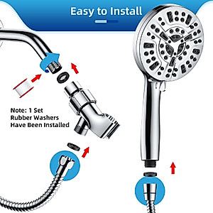 Sosirolo High Pressure Shower Head with Handheld, 10-mode Filtered Detachable 5" Large Showerhead with Hard Water Filter for Bathroom, Anti-clog Shower heads with SS Hose, SO-24, Chrome