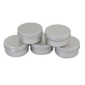 CTKcom 1-Ounce Metal Tins Screw Top Flat Aluminum Silver Slide Round Tin Containers For Lip Balm,Crafts,Cosmetic,Candles,Travel Storage Kit (Pack of 10)