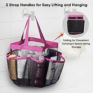 convinced8 Mesh Shower Caddy Basket, Mesh Totes-Shower Caddy Portable Bath & Toiletry Organizer-Bag with 8 Outer Pockets for College Dorm, Travel, Camping (Hot Pink, One Size)