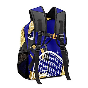 SunFancyCustom Volleyball Print Blue Backpack Personalized Daypack Laptop Travel Hiking Bag with Name