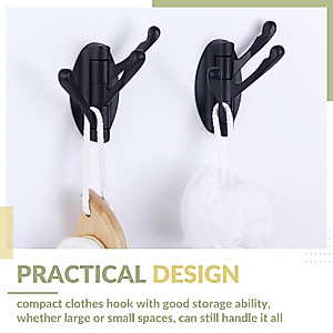 APLusee Swivel Towel Hook 2 PCS Matte Black, Metal 3 Arms Folding Robe Coat Hook, Flexible Storage Clothes Holder for Bathroom Home RV, Wall Mount