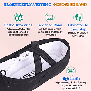 OLORA Women's Canvas Ballet Shoes Dance Slippers Split Sole Practice Shoes for Girls/Adults,Black,8 M US