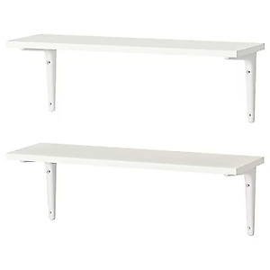 Generic Wall Shelf Combination, White/White, 23 x7 Inches Floating Shelves,2 Sets of Wall Mounted Shelf for Bathroom Decor, Bedroom, Living Room and Plants, Small