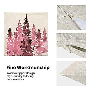 AEIOAE Christmas Pillow Covers 18 X 18 Inch Set of 2, Pink Christmas Trees Decoration Throw Pillow Covers Holiday Farmhouse Winter Pillowcase for Couch Home Sofa Indoor Outdoor Decor