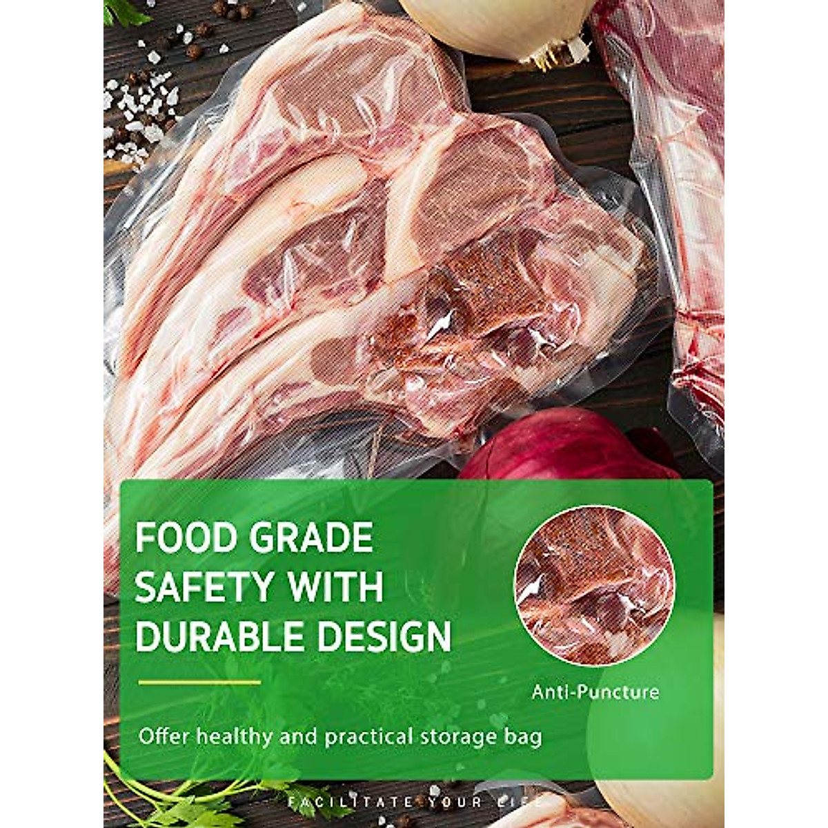 Syntus Vacuum Sealer Bags, 6+3 Pack 6 Rolls 11" x 20' and 3 Rolls 8" x 20' Commercial Grade Bag Rolls, Food Vac Bags for Storage, Meal Prep or Sous Vide