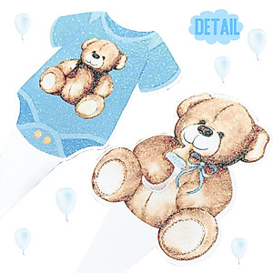48Pcs We Can Bearly Wait Cupcake Toppers Teddy Bear Birthday Party Supplies Glitter Teddy Bear Cupcake Toppers Decorations for Baby Shower Bear Theme Birthday Party Gender Reveal Party Supplies