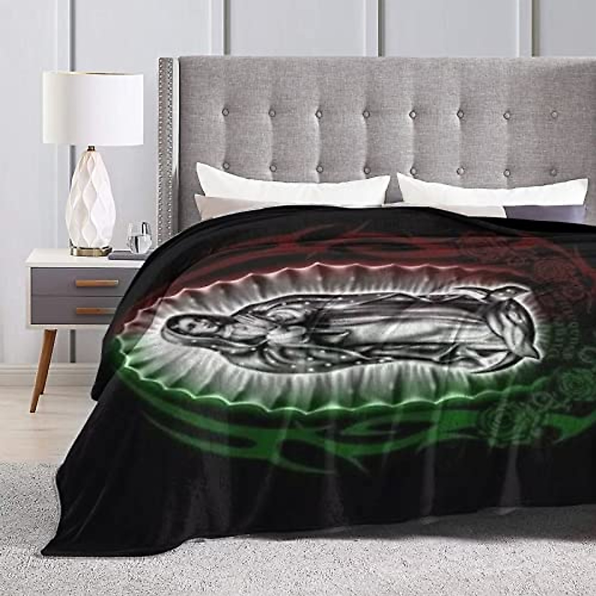 Our Lady Virgin Mary Guadalupe Mexican Flannel Fleece Throw Blankets Super Soft Cozy Warm Plush Bedding for Adults Kids Lightweight Blankets for Couch,Sofa,Bed Halloween decor-80 x60