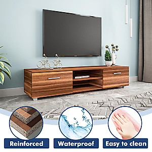 Kennkari TV Stand for 40 45 50 55 60 65 Inch TV Entertainment Center for Living Room Low Profile TV Table Modern TV Media Console with Storage Simple TV Cabinet with Shelves (Wood Grain)