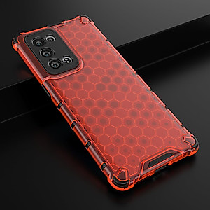 Pzwoxukhov Compatible with Oppo Reno 6 Pro+ 5G Case Cover,Compatible with Oppo Reno 6 Pro+ 5G Honeycomb Anti-Drop Shock-Absorbing Case Red