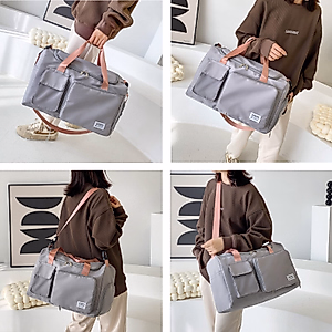 Small Gym Bag for Women,Waterproof Weekender Bag with Shoe Compartment & Wet Pocket,Travel Duffle Bag, Overnight Bag Carry on Bag Gym Tote Bag for Travel, Workout, Sport(Grey)