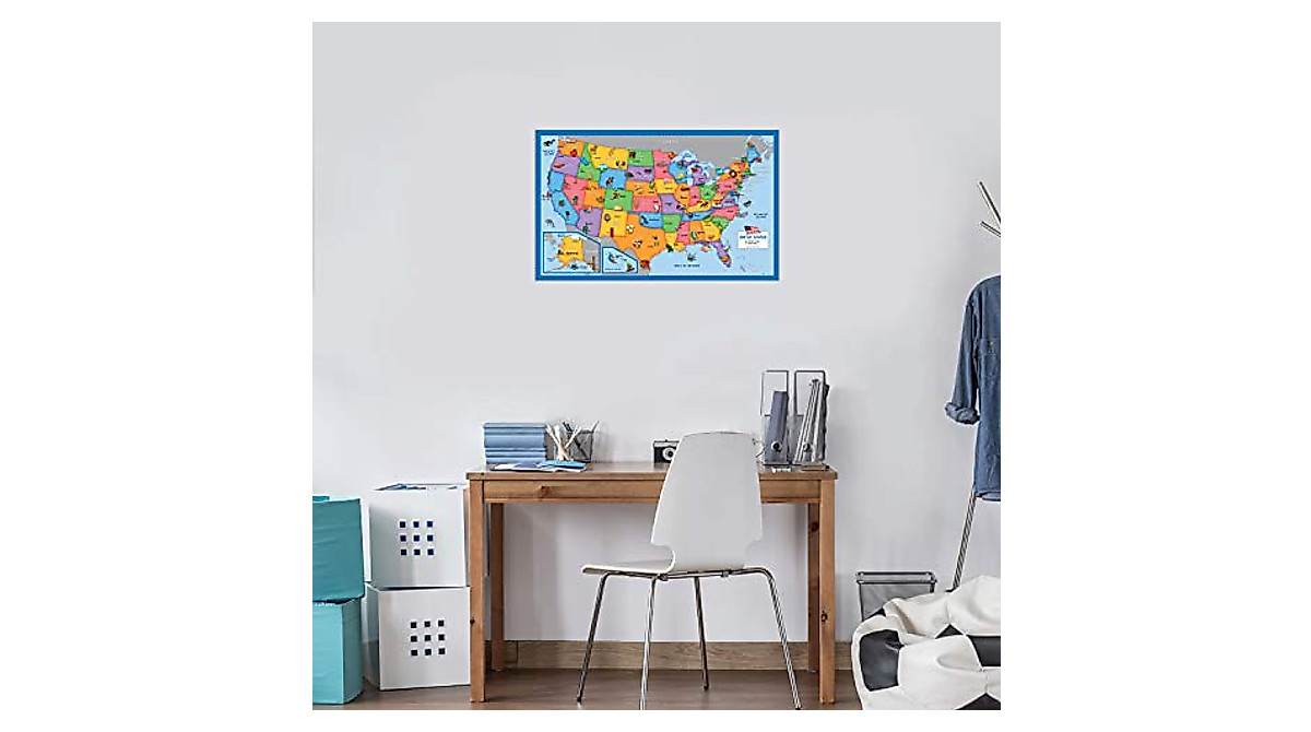 Palace Learning 2 Pack Solar System & USA Map Posters for Kids