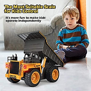 kolegend Remote Control Dump Truck RC Truck Construction Vehicle Truck Toys with Rechargeable Battery for Toddlers Kids Boys and Girls
