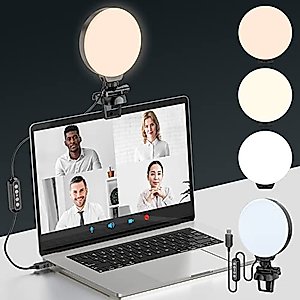 Video Conference Lighting Kit, Full Screen Ring Light Clip on Laptop Monitor, Circle Computer Webcam Camera Lights for Zoom Call/Video Recording/Live Streaming/Self Broadcasting/Tiktok/Youtube/Working