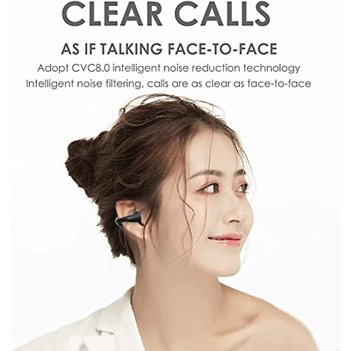 Wireless Ear Clip Bone Conduction Headphones, Mini Bone Conduction Headphones Bluetooth, Open Ear Headphones Wireless Bluetooth for Running Sports (Black) (Black)