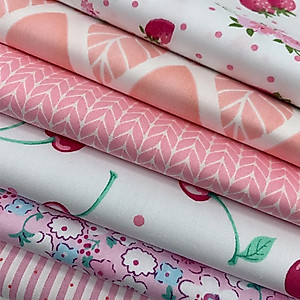 Jukway 6Pcs Cotton Fabric Squares 20x20 Inch (50x50cm) Pre-Cut Quilt Squares Sheets Patterns Craft Cotton Fabric Bundle for Sewing Quilting Patchwork Crafting Home Décor Handwork (Pink)