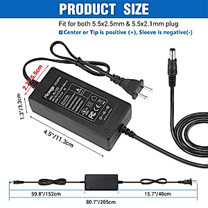 Facmogu DC 12V 3A Power Adapter, 100-240V AC to DC 12V 3A 36W Power Suppy with Barrel Connector 5.5x2.5mm & 5.5x2.1mm, 12 Volt 3 Amp Desktop Adpater 12V 3A Switching Transformer AC/DC Power Converter