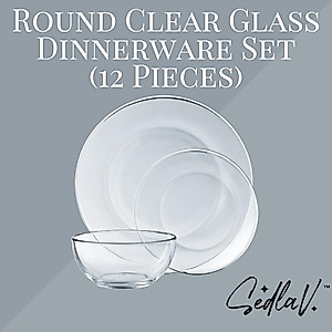 SEDLAV Round Clear Glass Dinnerware Set (12 Pieces)