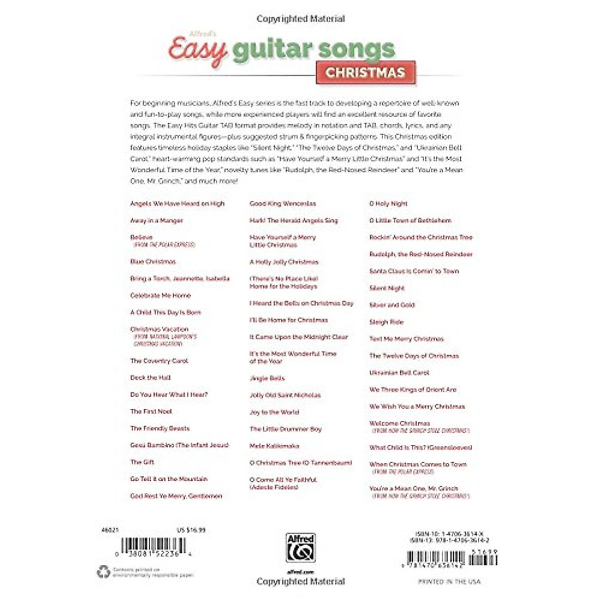 Alfred's Easy Guitar Songs -- Christmas: 50 Christmas Favorites