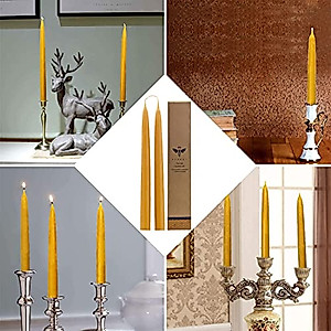 DEYBBY Beeswax Taper Candles, Pure Organic Dripless Smokeless Candle Set,8 Hours Burning