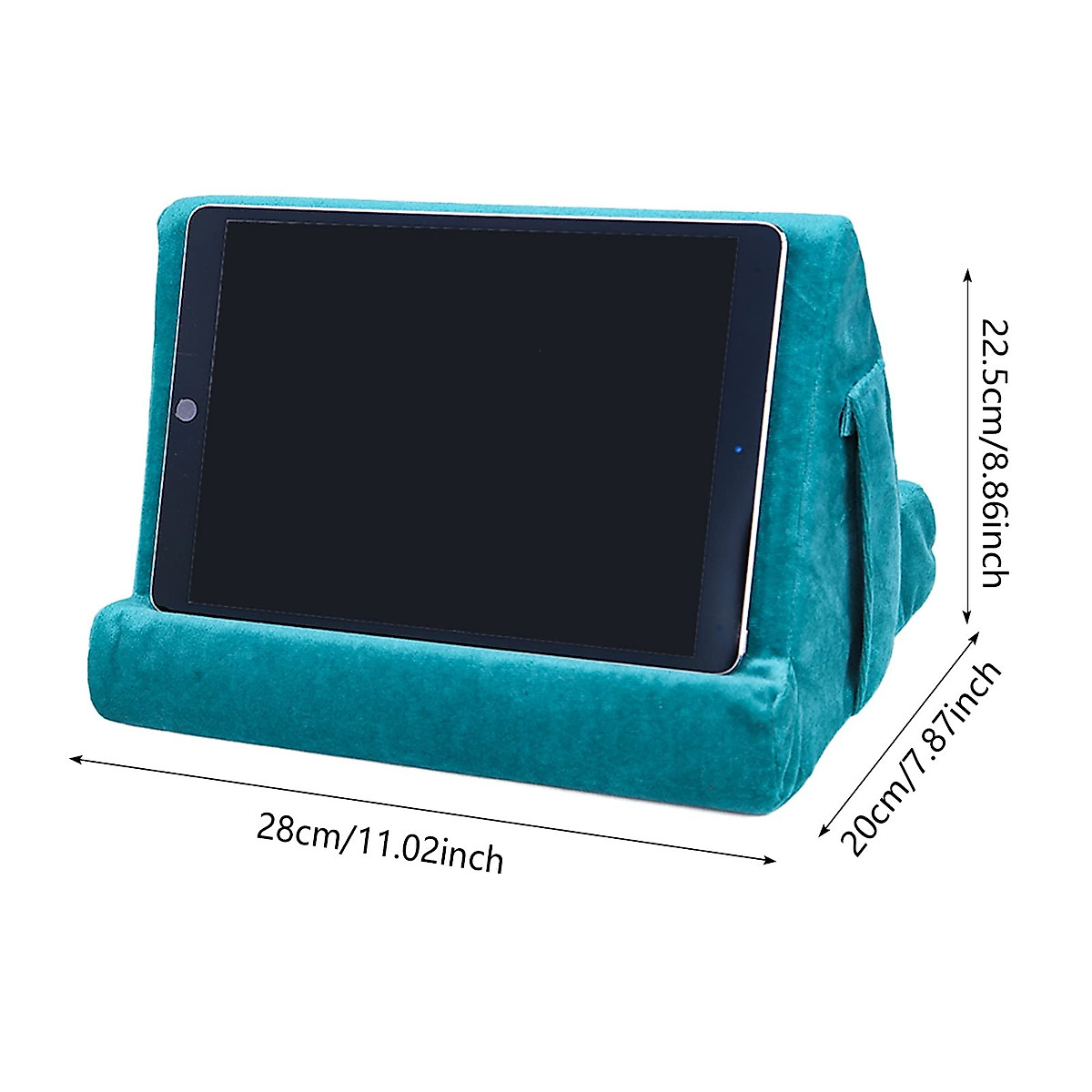2pcs Multi-Angle Tablet Holder Cushion Stand with Net Pocket & Black Color Phone Stands Upgraded Tablet Pad Support for Phone,Pad,Books (Lakeblue)