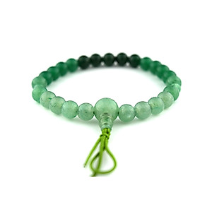 京都あさひ屋 Green Aventurine Quartz Indian Jade Gradation Stone Bracelet Women Men elastic bangle Kyoto mala beads (Rosary)