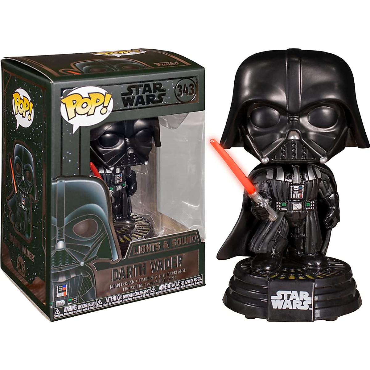 POP Star Wars: Darth Vader Electronic with Lights and Sound Funko Vinyl Figure (Bundled with Compatible Box Protector Case), Multicolor, 3.75 inches