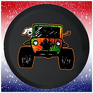 JL Spare Tire Covers Paw Prints Peace Love Tiedye Accessories Car Accessories Black 32 to 33 Inch with Backup Camera Hole