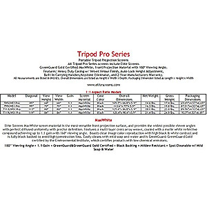 Elite Screens Tripod Pro Series, 119-INCH 1:1, 16:9, 4:3 Adjustable Multi Aspect Ratio Portable Indoor Outdoor Projector Screen, 8K / 4K Ultra HD 3D Ready, 2-YEAR WARRANTY, T119UWS1-PRO, black