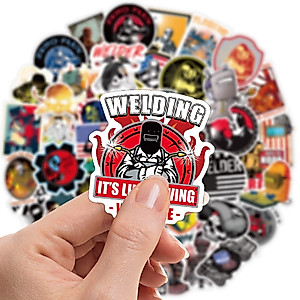 WAIO Welder Stickers 52PCS Funny Hard Hat Worker Welding Decals Pack for Water Bottle Helmet Tool Box Skateboard Decors