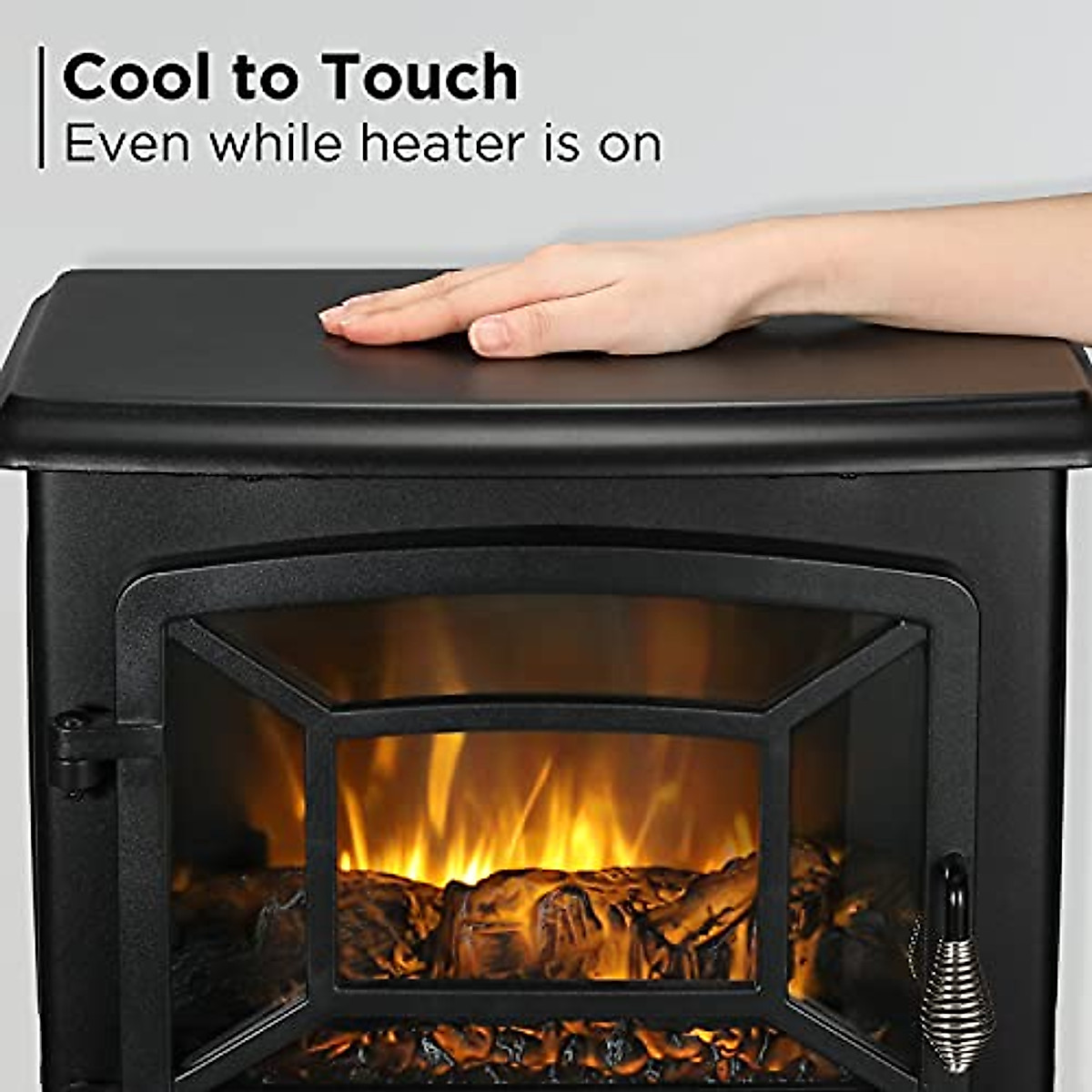 TURBRO Suburbs 20 Inches Infrared Electric Fireplace Stove, 1400W Freestanding Fireplace Heater with Overheating Safety Protection, Portable Indoor Space Heater, Black