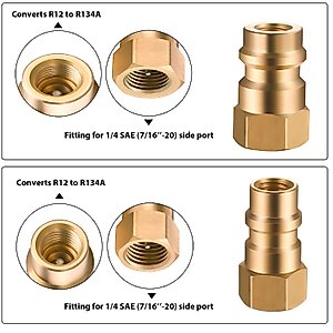 Mudder 4 Pieces VA-LH11 A/C Pro R-12 to R-134a Retrofit Parts Kit Retrofit Conversion Adapter Fitting Compatible with 1/4 SAE Thread Low High Side Retrofit Conversion