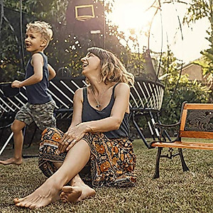 Outdoor Kid Bench Seating, 32.6" Kids Mini Sized Hardwood Bench w/Metal Frame & Cast Iron Armrest, Antique Safari Animal Garden Bench for Children Patio Lawn Balcony Backyard Porch and Indoor