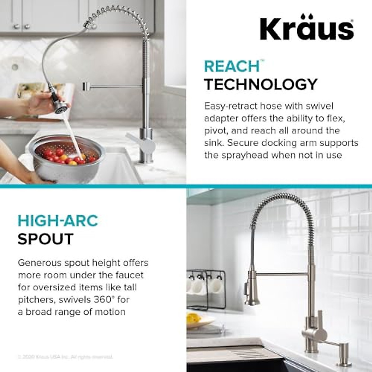 KRAUS Britt 2nd Gen Commercial Style Pull-Down Single Handle Kitchen Faucet in Spot Free Antique Champagne Bronze, KPF-1691SFACB