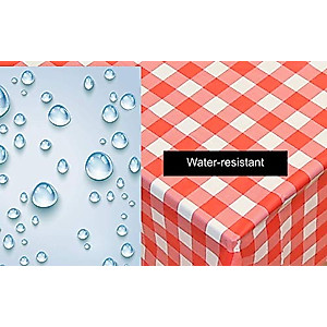 Neatiffy 54 x 108 Inch 6 Pack Rectangle Plastic Table Cloth Picnic/Camping/Party/Banquet Table Cover. Disposable/Reusable Tablecloths (Red Checkered, 6)