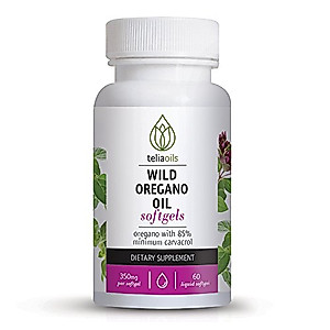 Teliaoils Wild Oregano Oil Softgels Capsules. High Carvacrol and Quality, 60 Softgels
