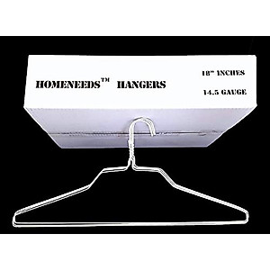 100 White Wire Hangers 18" Standard White Clothes Hangers (100, White)