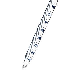 EISCO Serological Pipette, 25ml - Class A, Tolerance ±0.100ml - Blue Graduations - Color Code, White - Calibrated for Delivery to Jet - Borosilicate Glass