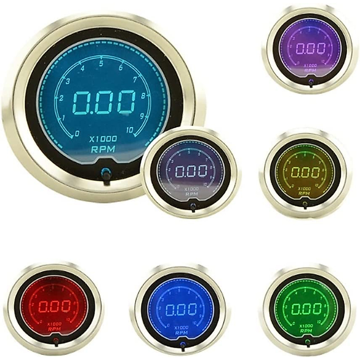 LEVANLIGHT Black 7 Color LED Display 30 PSI Turbo Boost/Vacuum Gauge Kit for Car Truck | 7 Adjustable Color LED | Dual Digital Analog Output | 2-1/16" 52mm