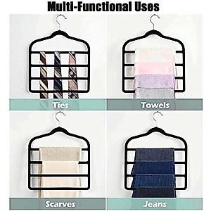 Pants Hangers Space Saving,3 Packs Non Slip Black Velvet Hangers,Closet Organizers and Storage Jeans Slack Trousers ​Hangers Swivel Multi-Layer Multiple Velvet Clothes Hanger, for Jeans,Scarf