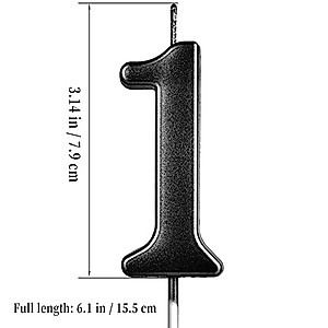 AIEX 7cm/ 2.76 Inch Cake Number Candle, Medium Size Black Numeral Birthday Candle Cake Topper Decorations for Kids Adults Wedding Anniversary Party (Number 1)