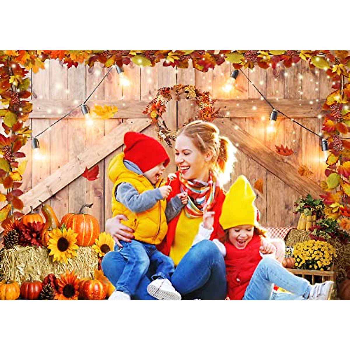 CYLYH 7x5FT Fall Thanksgiving Backdrop Autumn Pumpkin Harvest Barn Door Background Thanksgiving Banner Decoration Fall Rustic Farm Door Photography Backdrop CY582