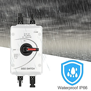 SolarEnz Solar Combiner Box 32A PV DC Isolator Switch DC Disconnect With Solar Connector Waterproof IP66 for RVs, Boats, and Off/On-Grid Solar Power System, Residential, Commercial Solar Installations